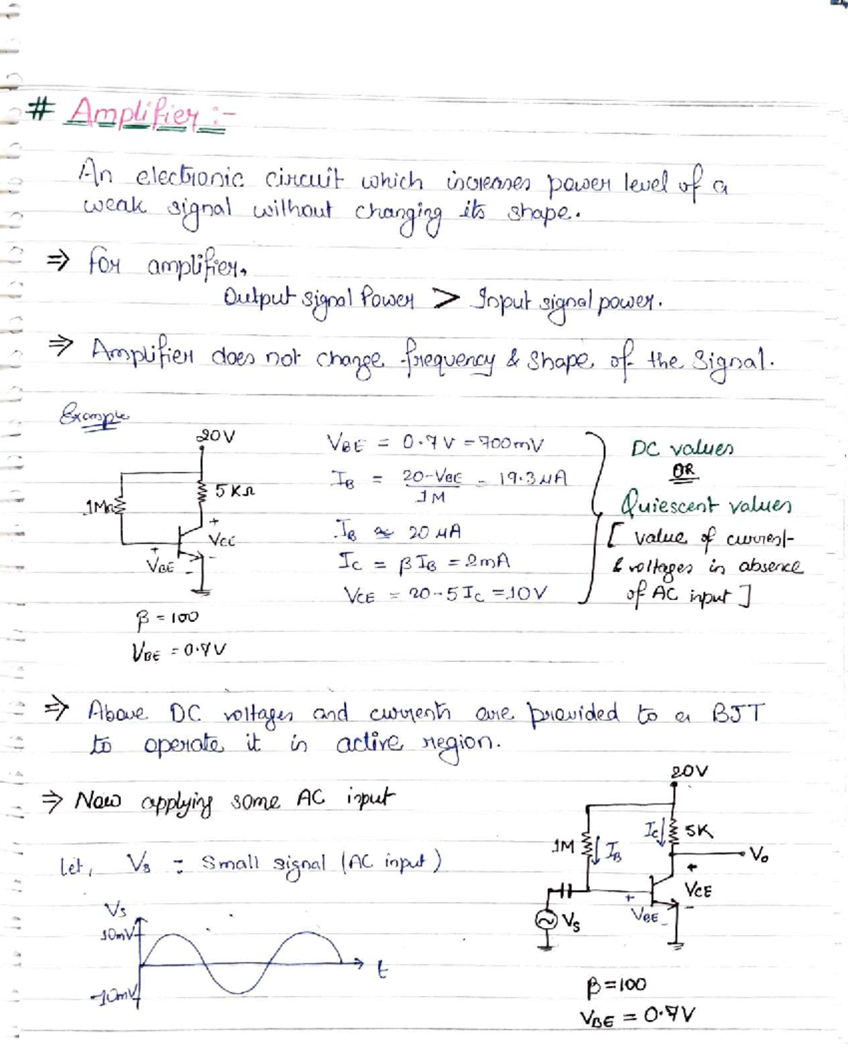 Analog Amplifier Analysis: BJT Characteristics and Circuit Design (EE ...