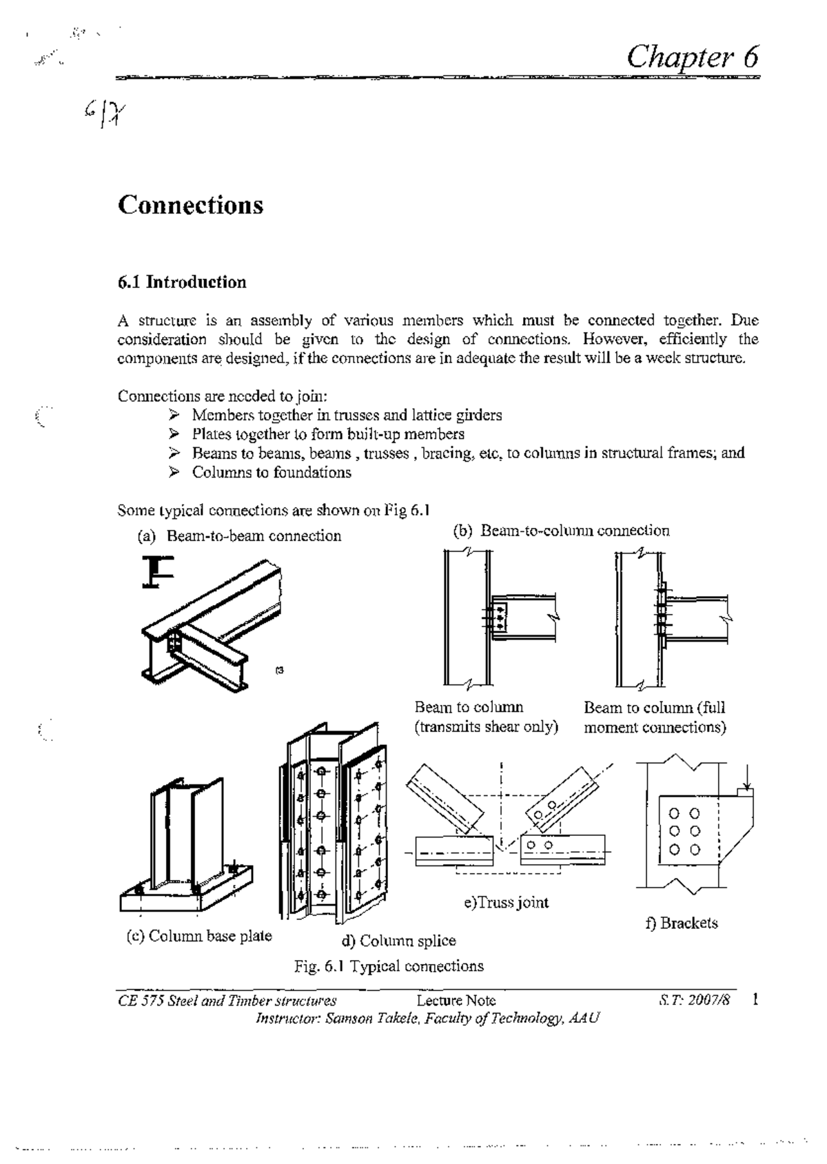 Chapter 6 - Connections - Chapter 6 Connections 6 Introduction A ...