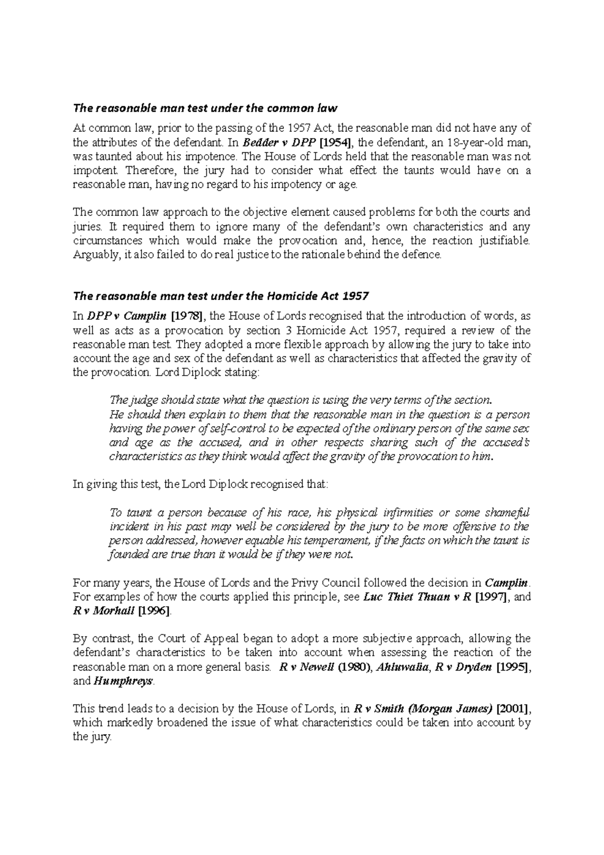 The Reasonable Man Test in Criminal Law: A Detailed Analysis - Studocu