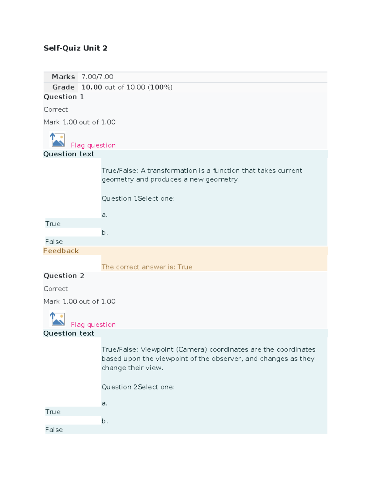 Self-Quiz 2: Geometry Transformations and Antialiasing Concepts - Studocu