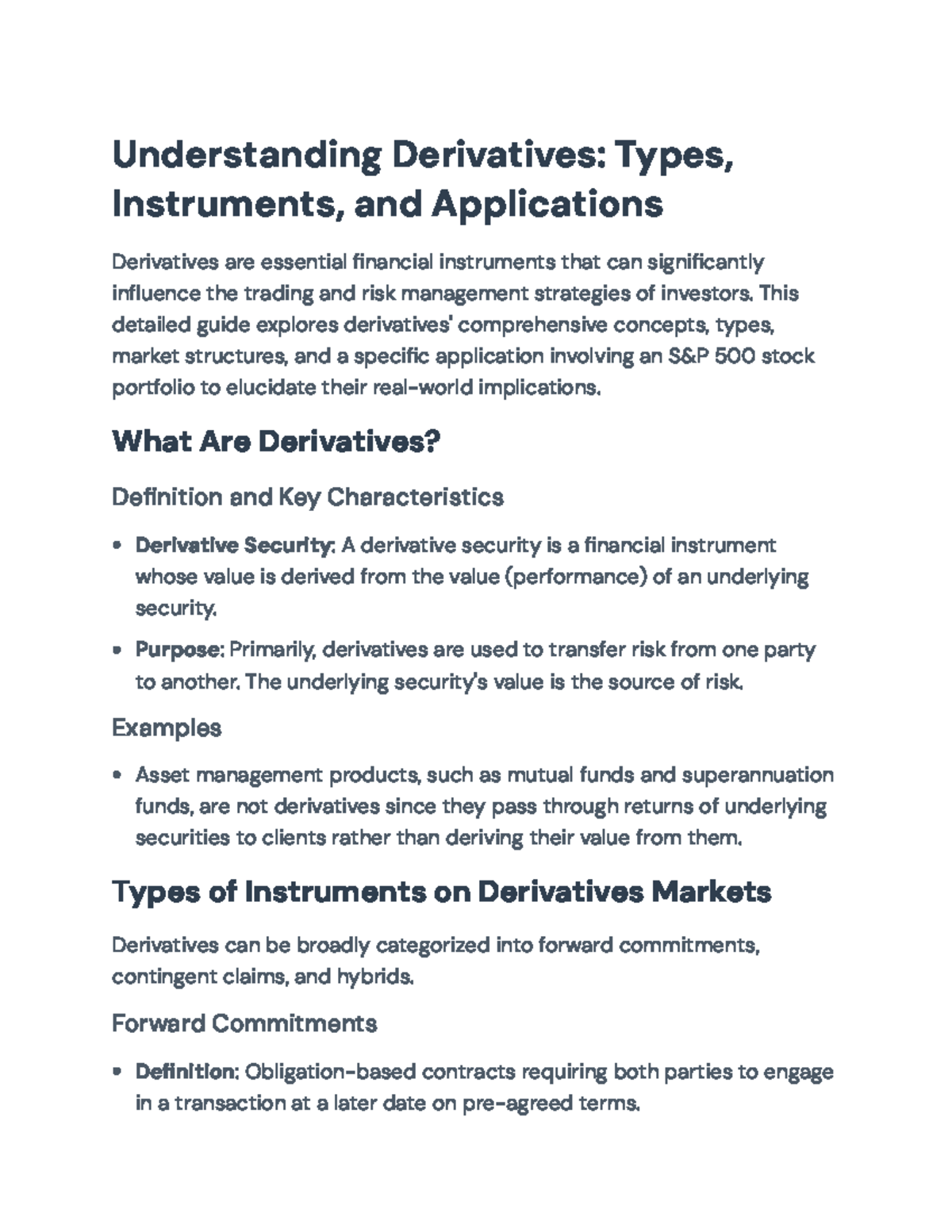 Understanding Derivatives: Types, Instruments & Applications in S&P 500 ...
