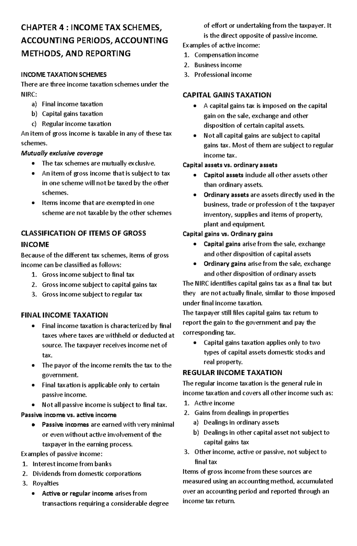 Ch4 - Review of Income Tax Schemes & Accounting Methods - Studocu