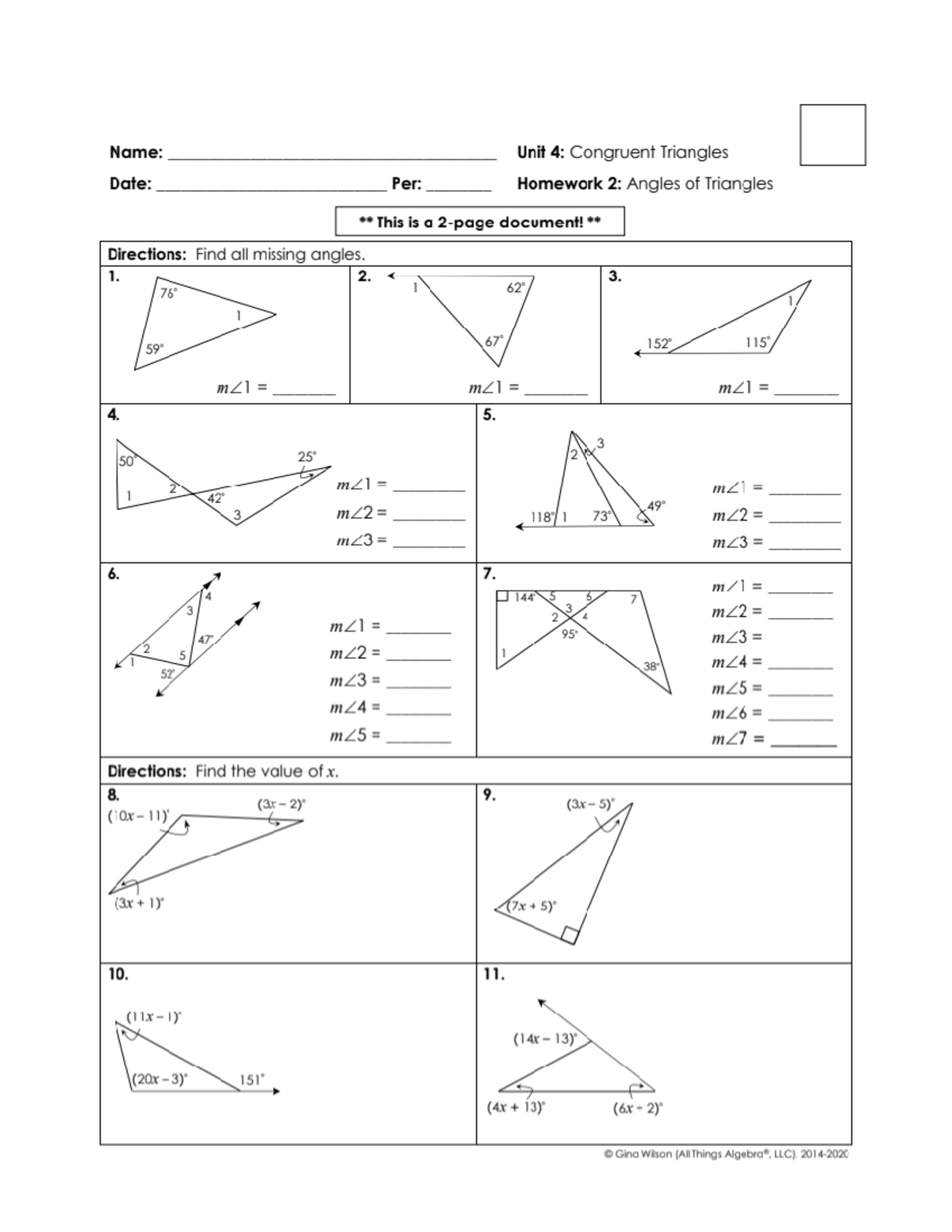 HW+2,+Unit+4 - \/';k'k - CHEM 116 - Name: Unit 4: Congruent Triangles ...
