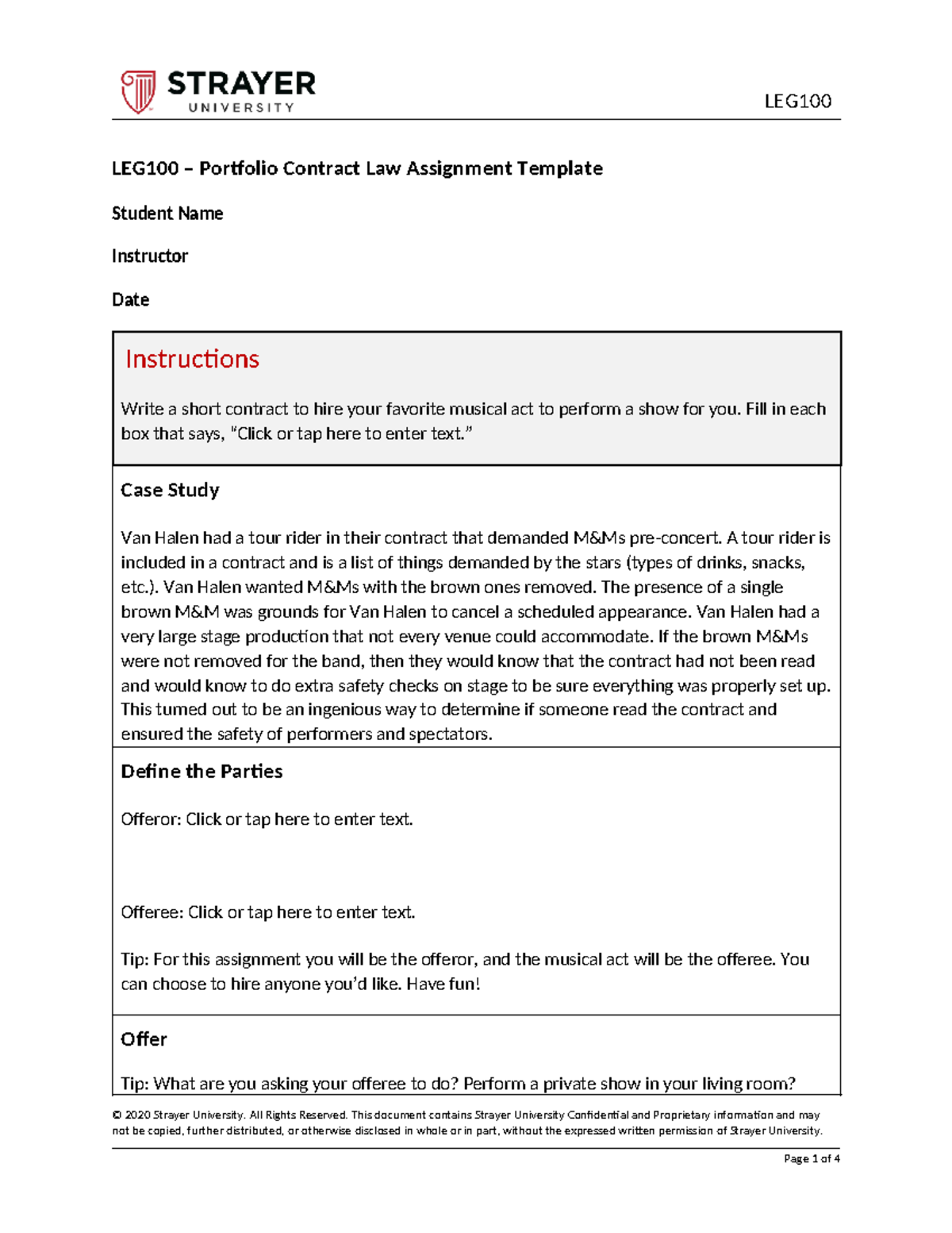 LEG100 – Portfolio Contract Law Assignment Template Guide - Studocu