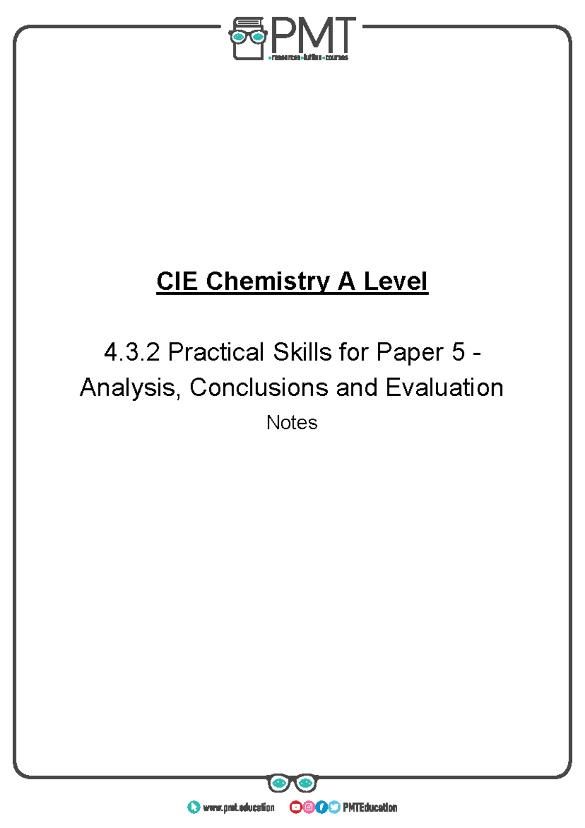 CIE A Level Chem Paper 5: Analysis, Conclusions & Eval Notes - Studocu