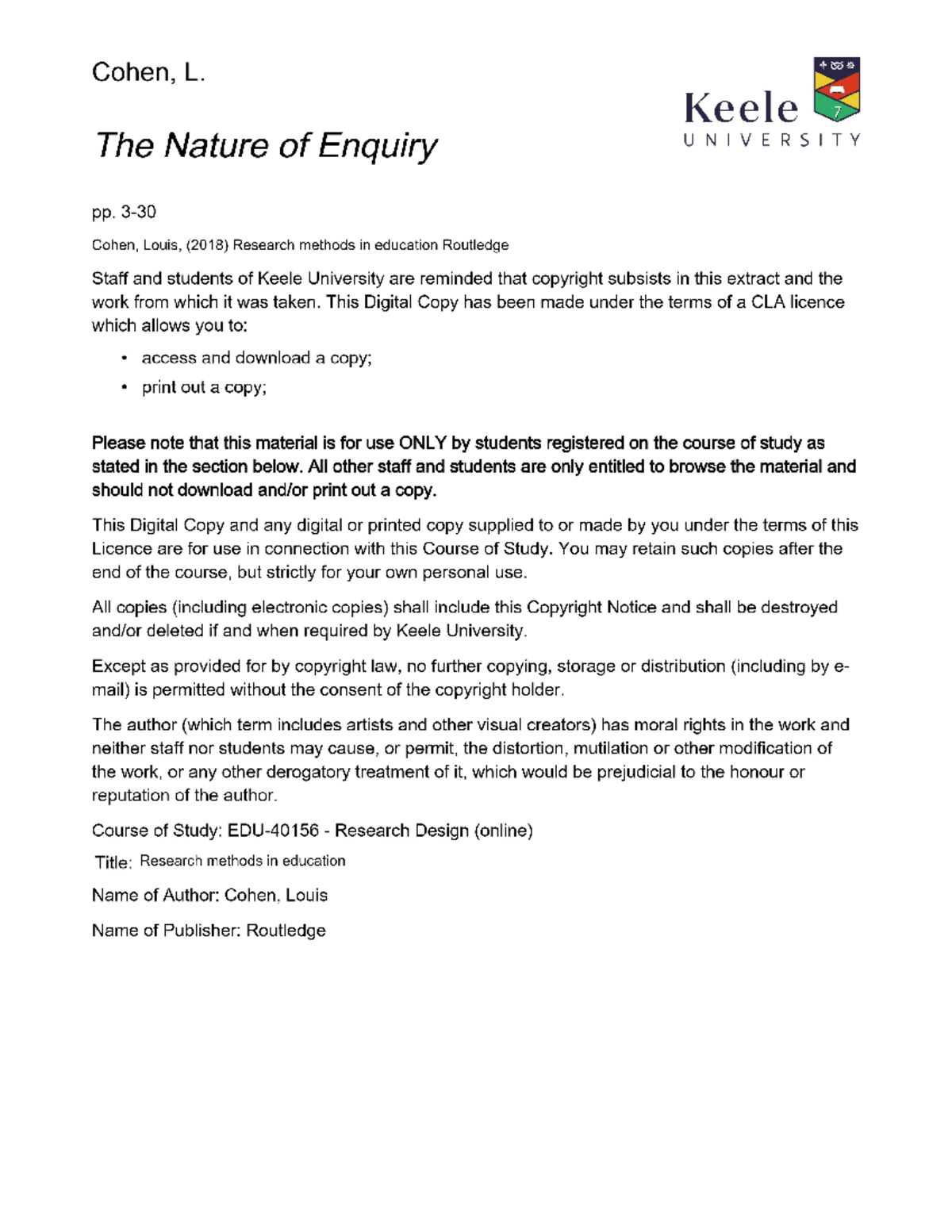 Research Methods in Education: Understanding Enquiry (RDES101) - Studocu