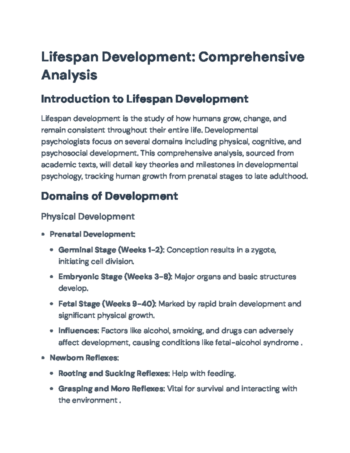 Lifespan Development Analysis: Milestones & Theories Explored - Studocu