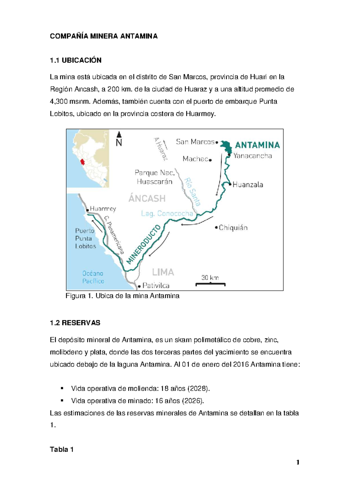 Estudio sobre la Compañía Minera Antamina: Ubicación, Reservas y ...