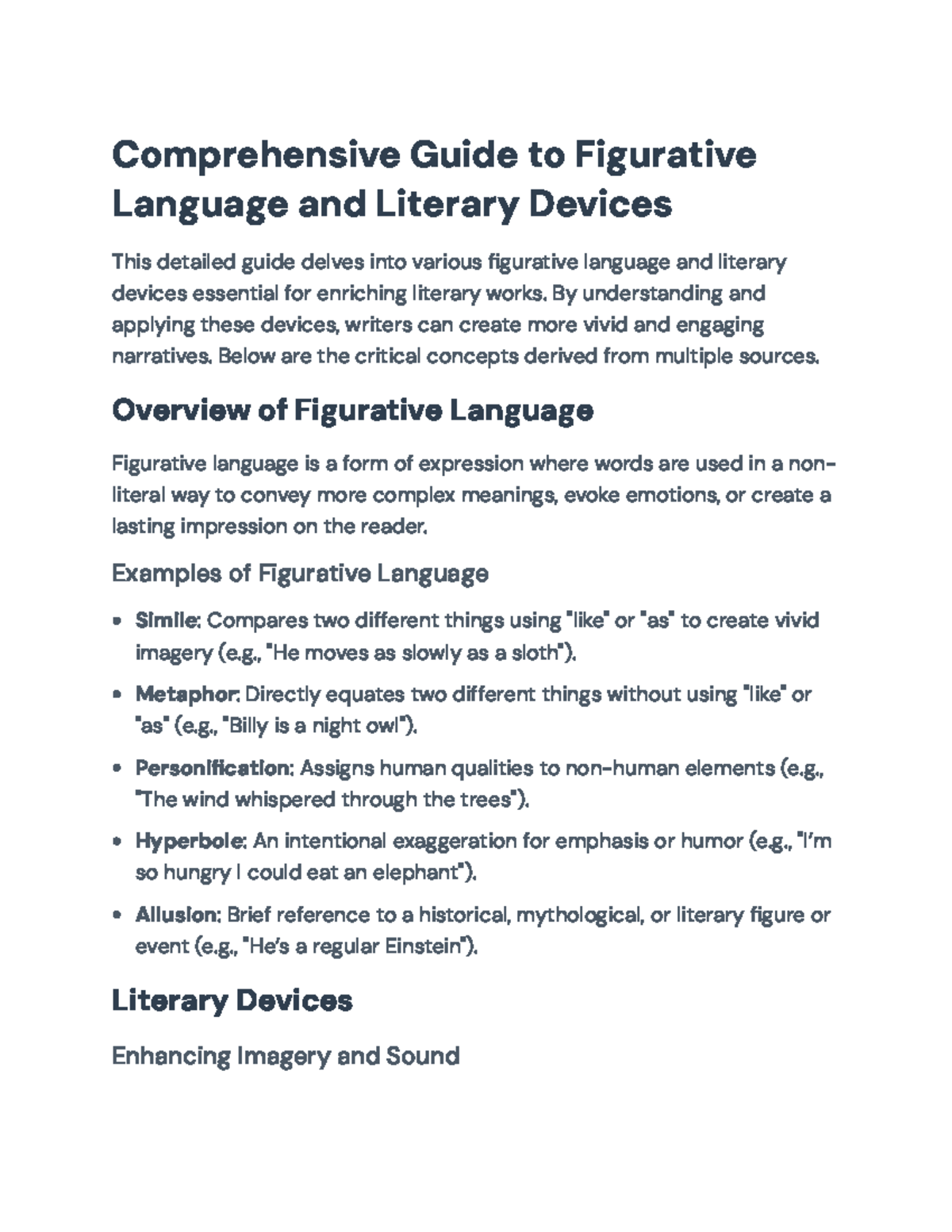 Comprehensive Guide to Figurative Language & Literary Devices - By understanding and applying ...