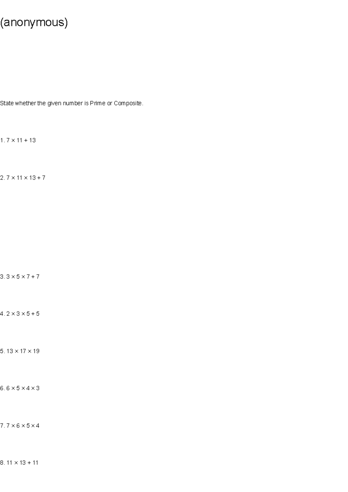Class 10 Maths: Prime and Composite Numbers Worksheet - Studocu