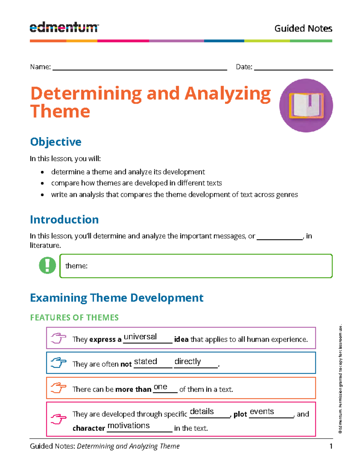 Guided Notes: Analyzing Theme Development in Literature - Studocu