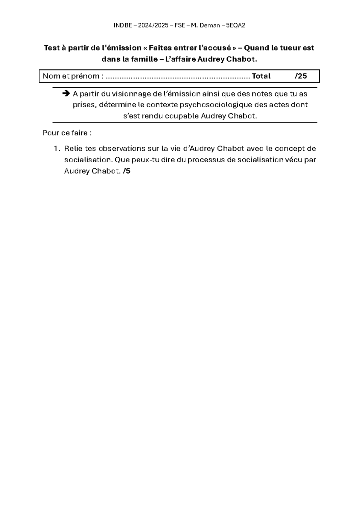 INDBE FSE M. Deman 5EQA2 Analyse Psychosociologique d'Audrey Chabot ...