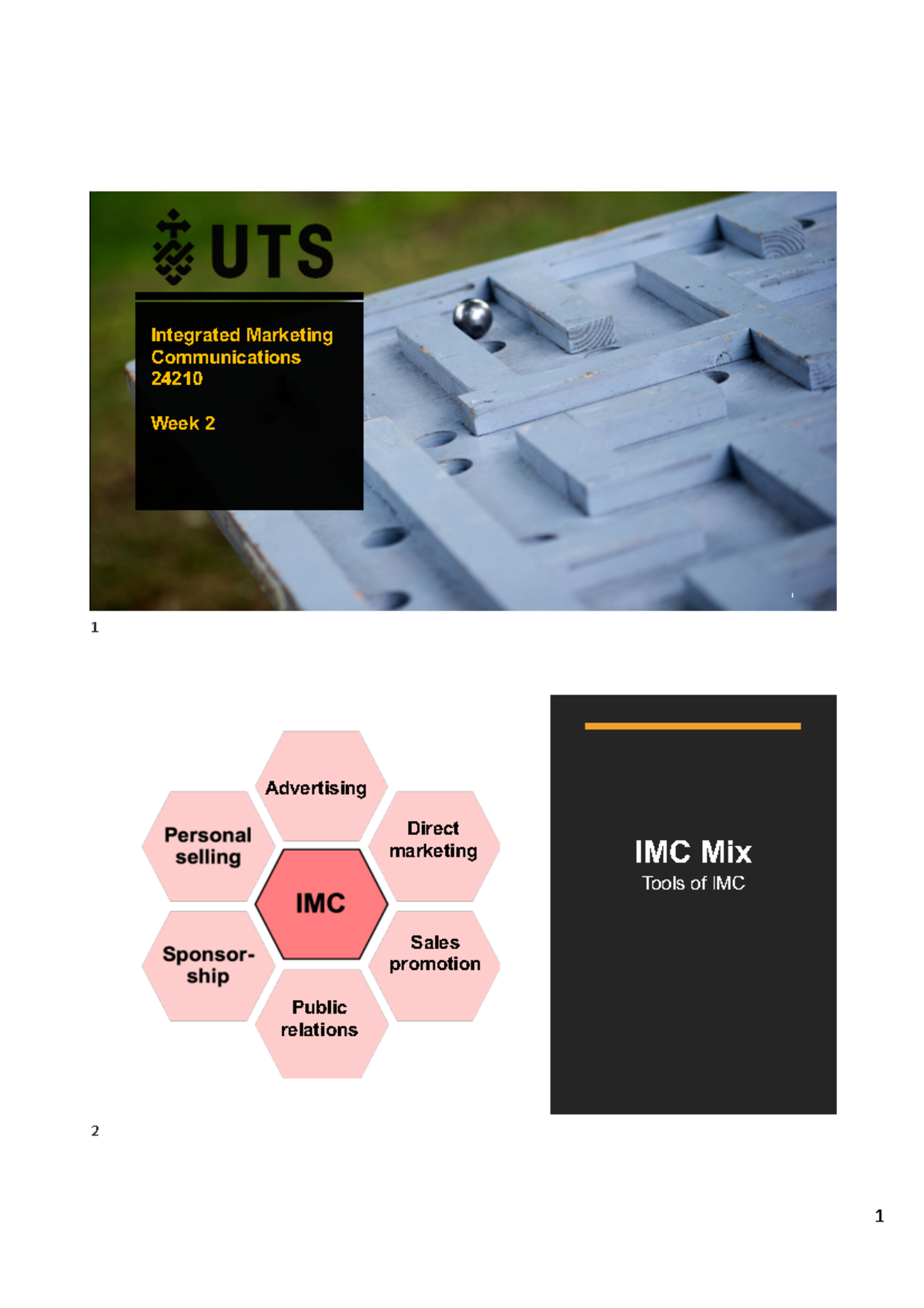 Integrated Marketing Communications 24210 Lecture 2: IMC Tools ...