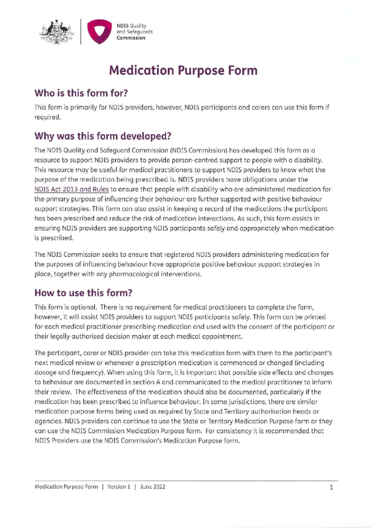 NDIS Medication Purpose Form: Essential Info for Disability Support ...
