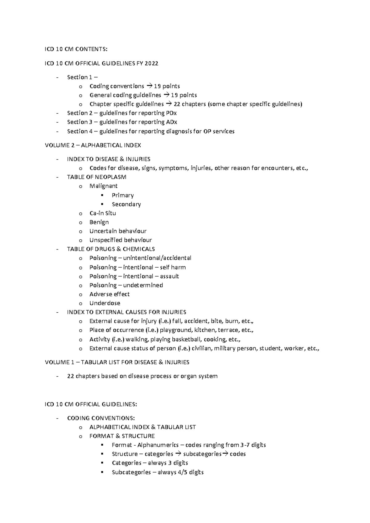 ICD 10 CM 2022 Official Guidelines Study Notes - Studocu