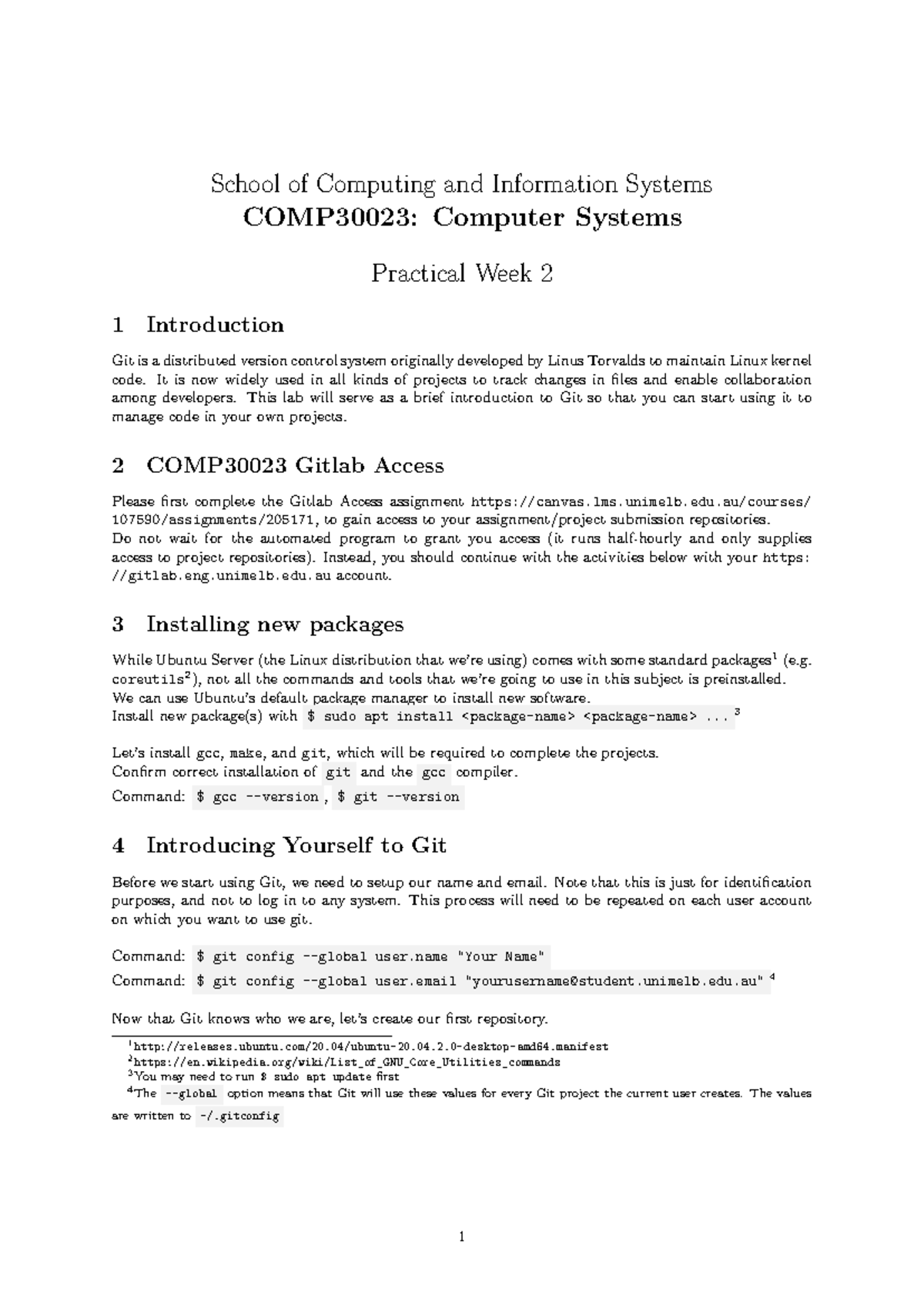 Lab2-git-ans - LAB2 ANS - School of Computing and Information Systems COMP30023: Computer ...