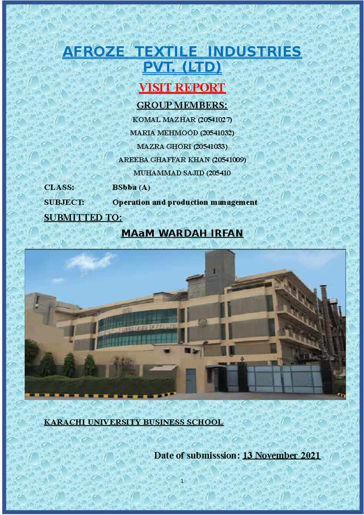 Afroze Textile Logo Vision & Mission Nagaria Textile Mills