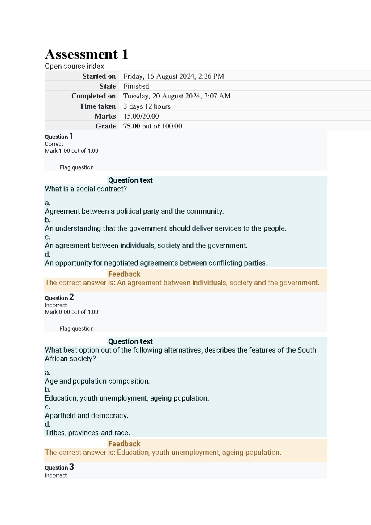 Assignment 1 Review for PUB1501: Exam Questions & Feedback - Studocu