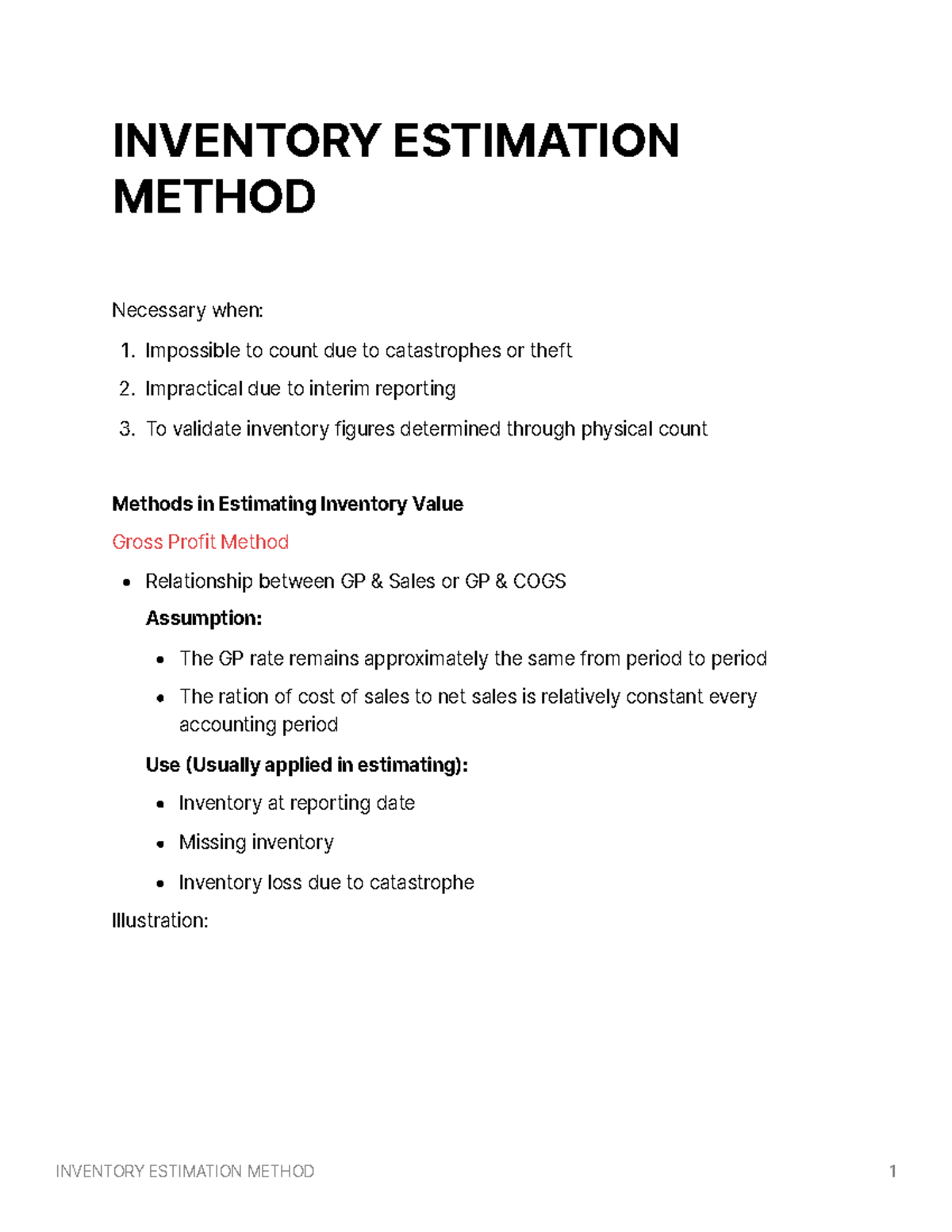 INVENTORY ESTIMATION METHODS: Techniques for Accurate Valuation - Studocu