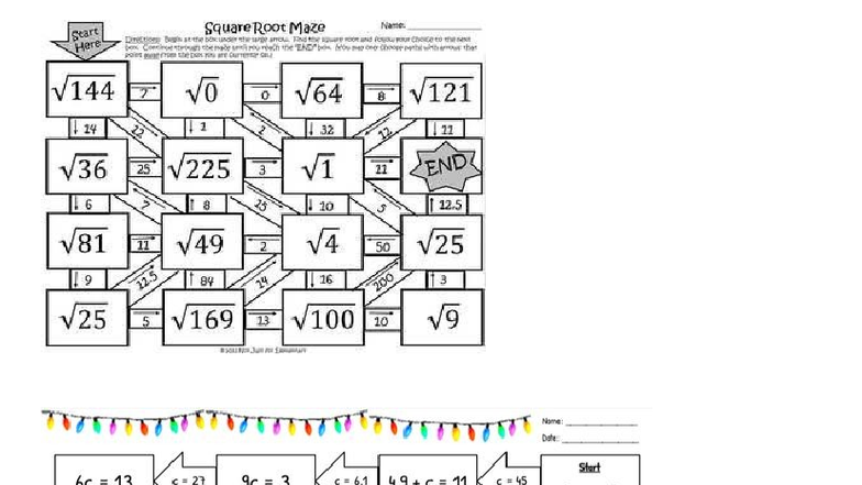 Square Root Maze Activity: Find the Path to Exit - Studocu