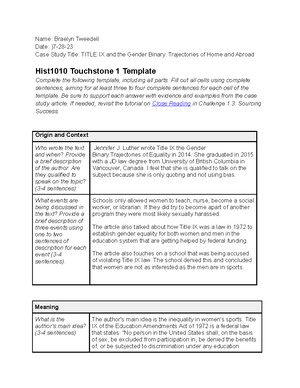 HIS110 Assignment 2 - Assignment 2: Thinking Critically About Your ...