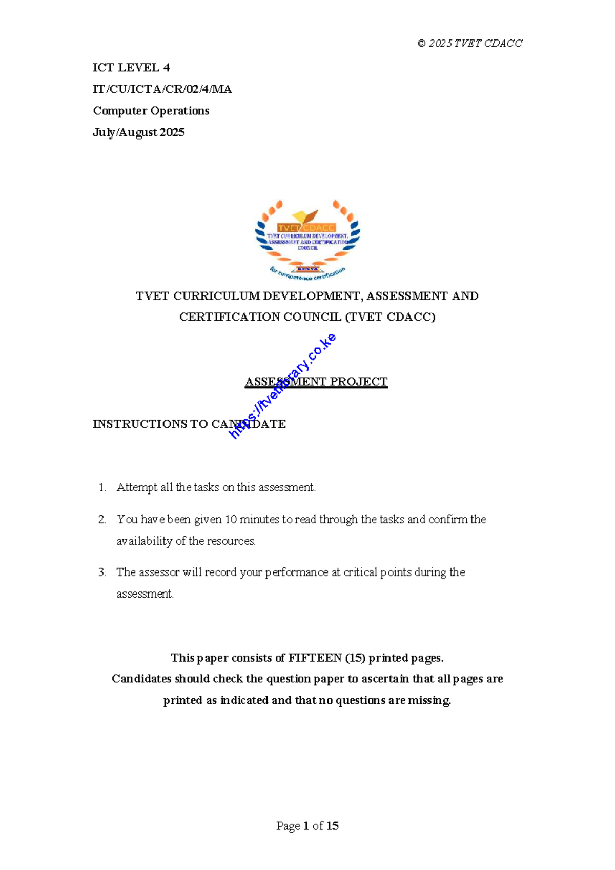Computer Operations Practical Assessment - July/August 2025 (TVET CDACC ...
