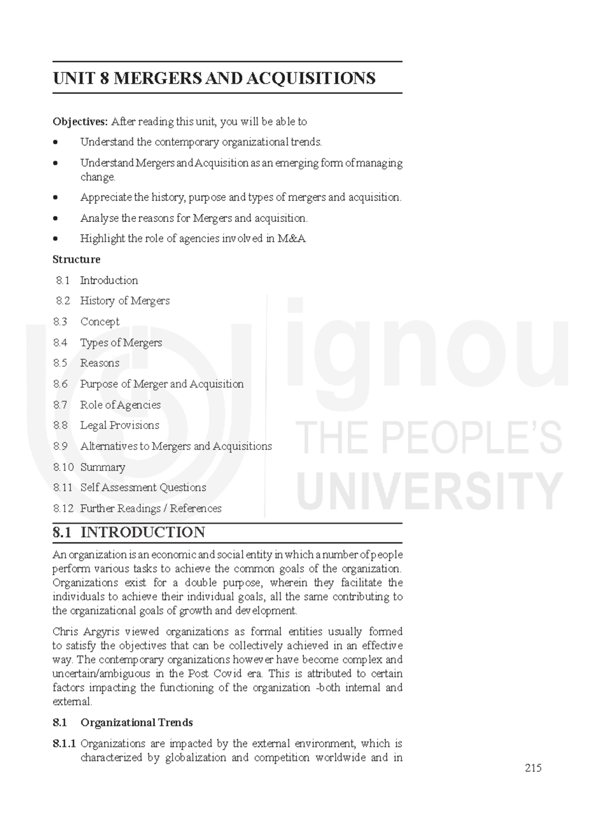 Unit 8: Mergers and Acquisitions - Understanding Trends and Types - Studocu