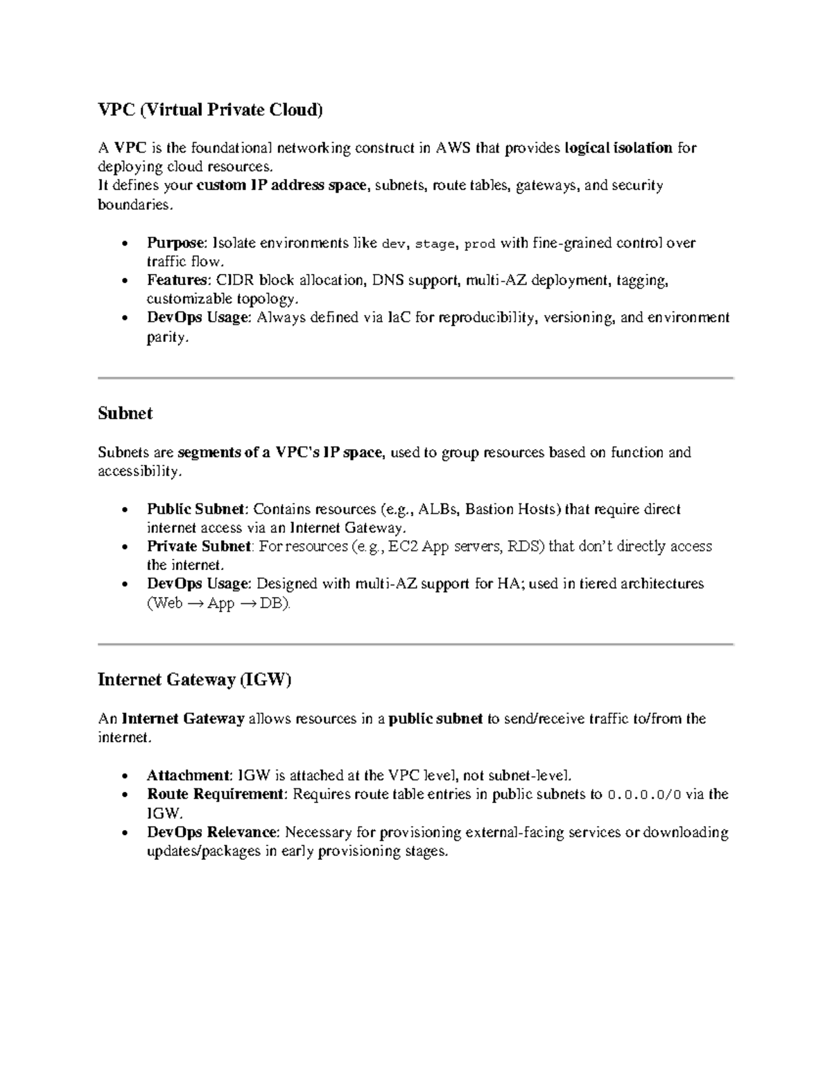 AWS VPC Overview: Key Components and DevOps Best Practices - Studocu