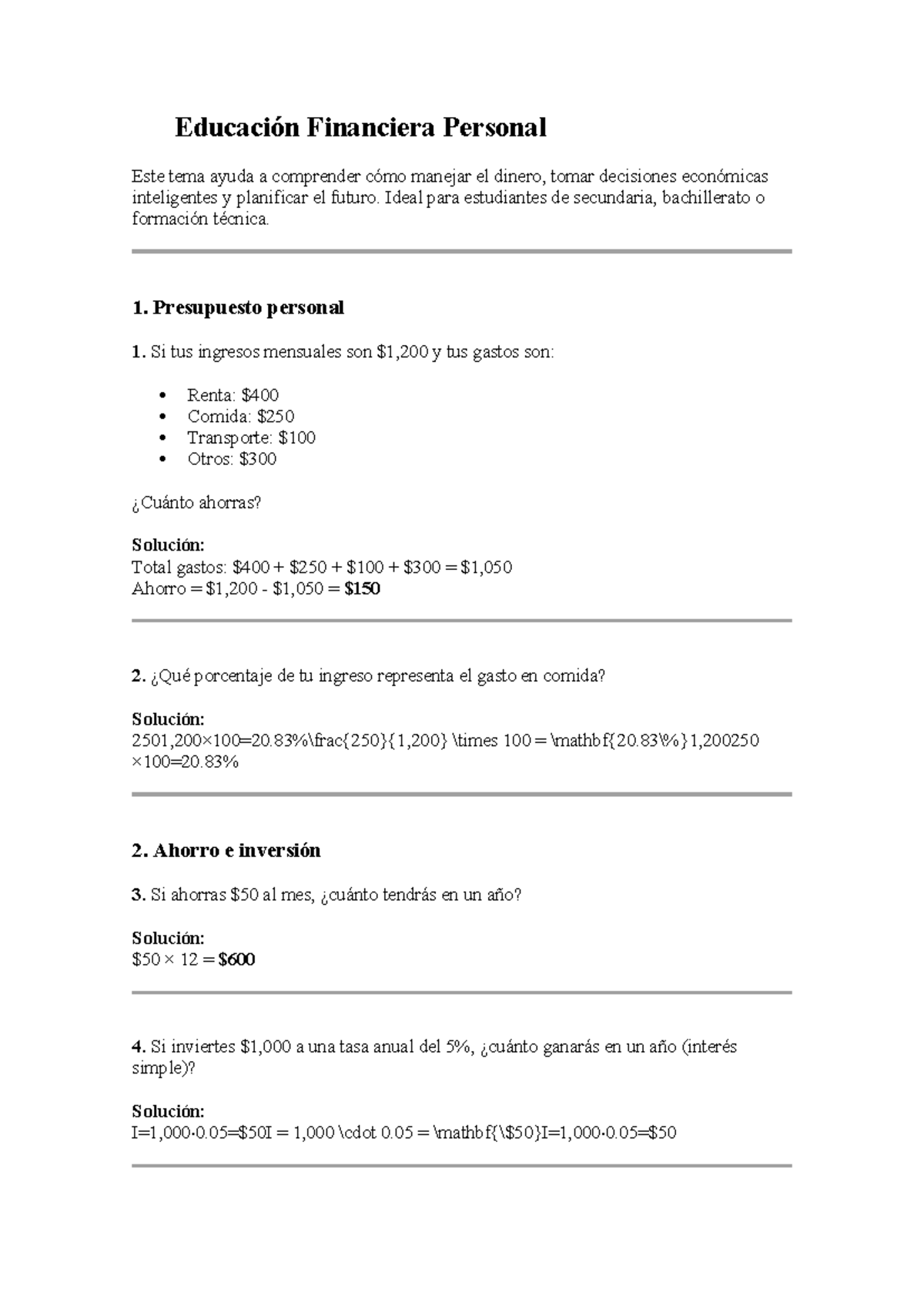 Educación Financiera Personal: Guía Práctica para Estudiantes de ...