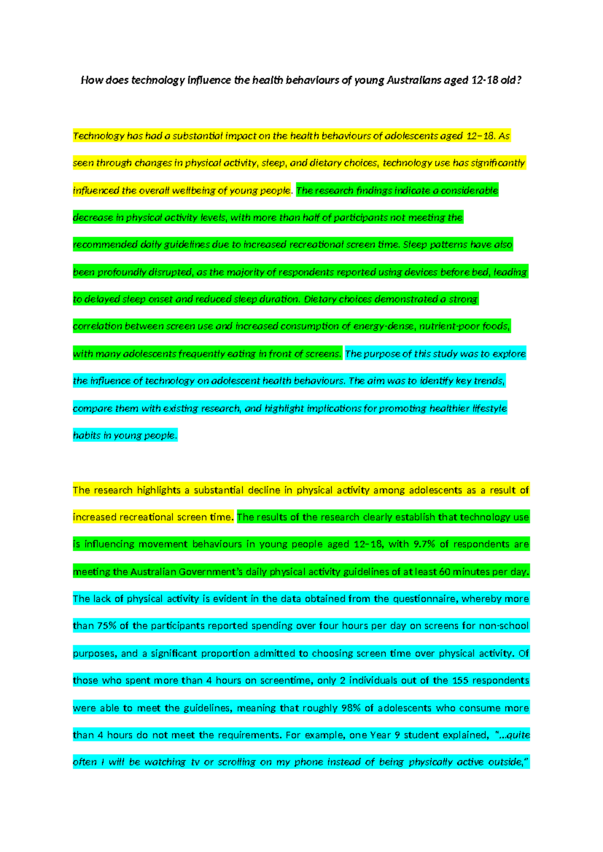 HMS Assessment Task 2: Impact of Technology on Young Australians ...