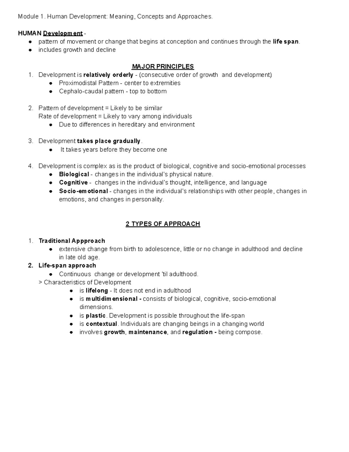 Module 1 Prof D - notes - Module 1. Human Development: Meaning ...