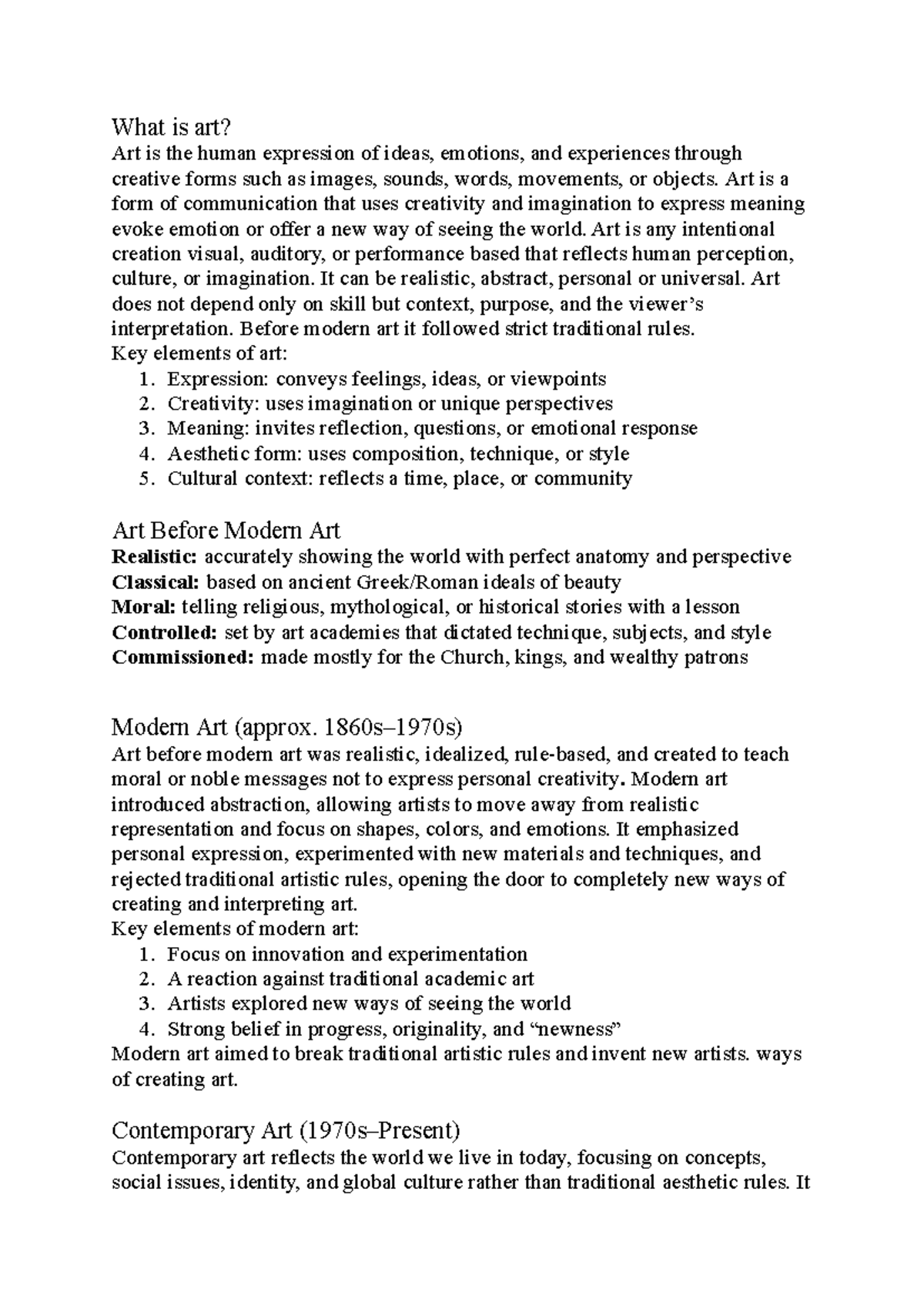 Art and Its Evolution: From Traditional to Interactive Forms - Studocu