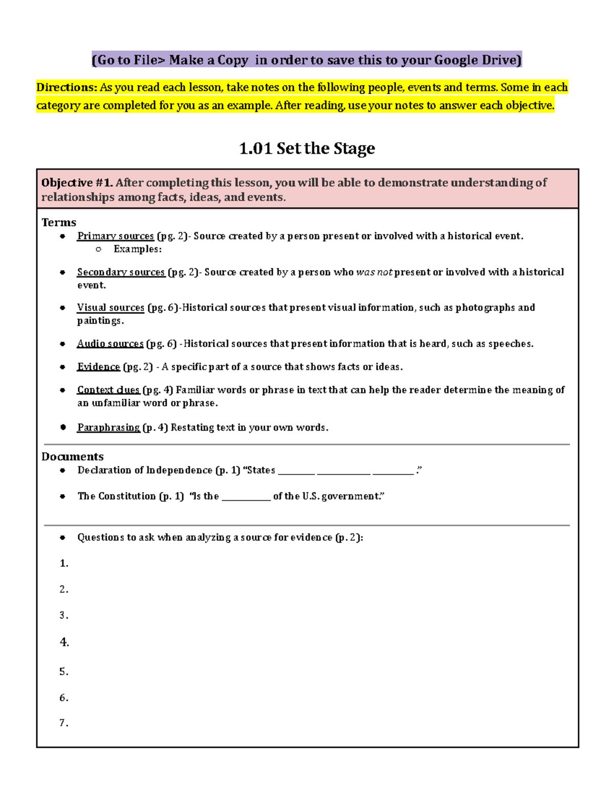 USH Mod 1 Notetaking Guide OG - (Go to File> Make a Copy in order to ...