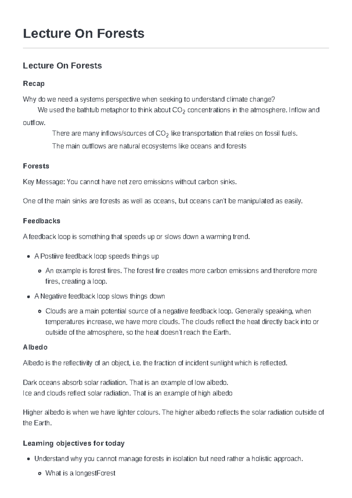 Lecture Notes on Forests: Understanding Climate Change & Ecosystems ...