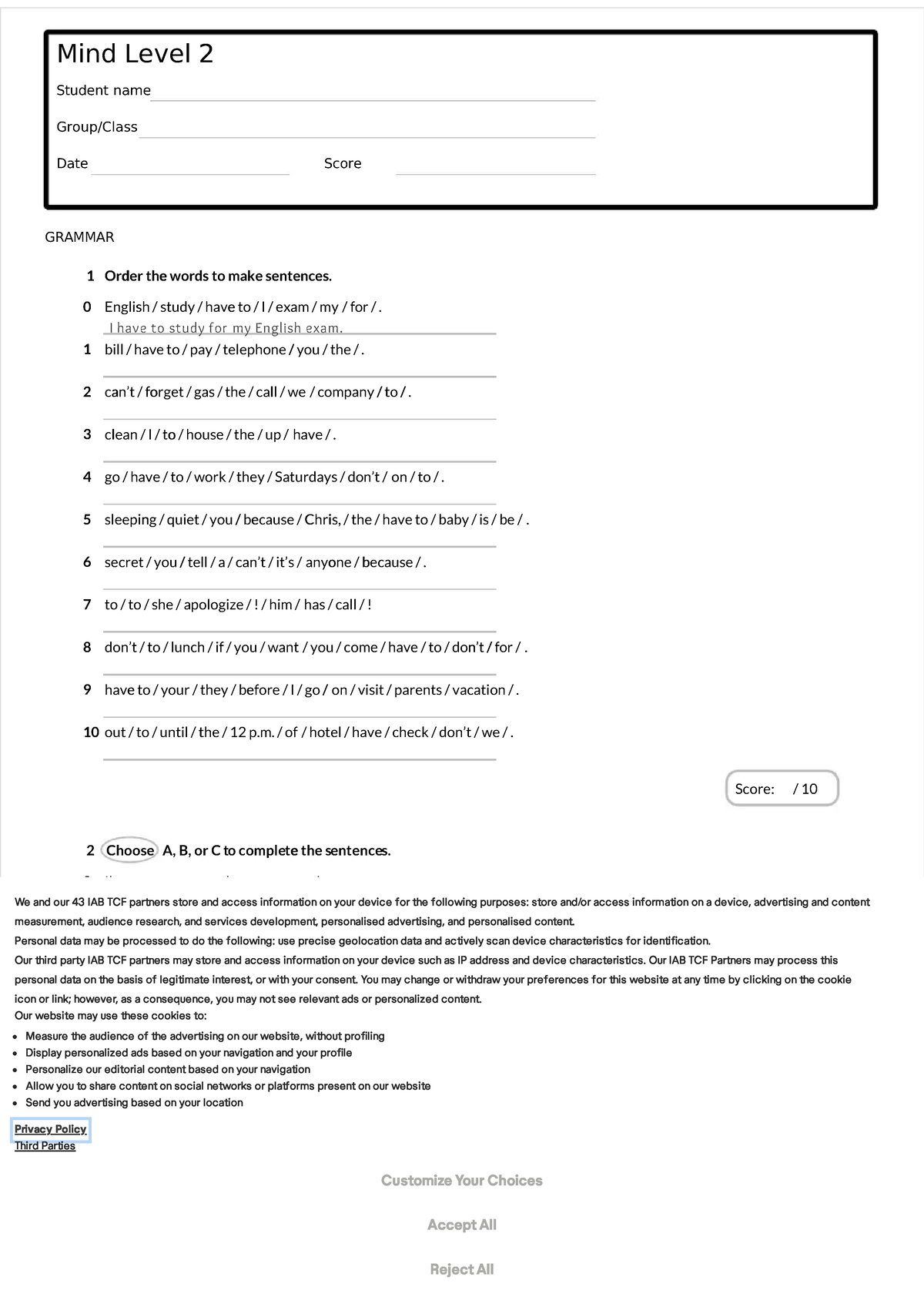 Foda 3: Grammar and Vocabulary Exercises for Effective Learning - Studocu
