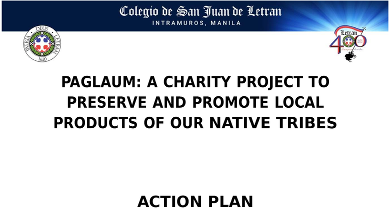 PAGLAUM: Action Plan for Promoting Indigenous Products in NSTP - Studocu