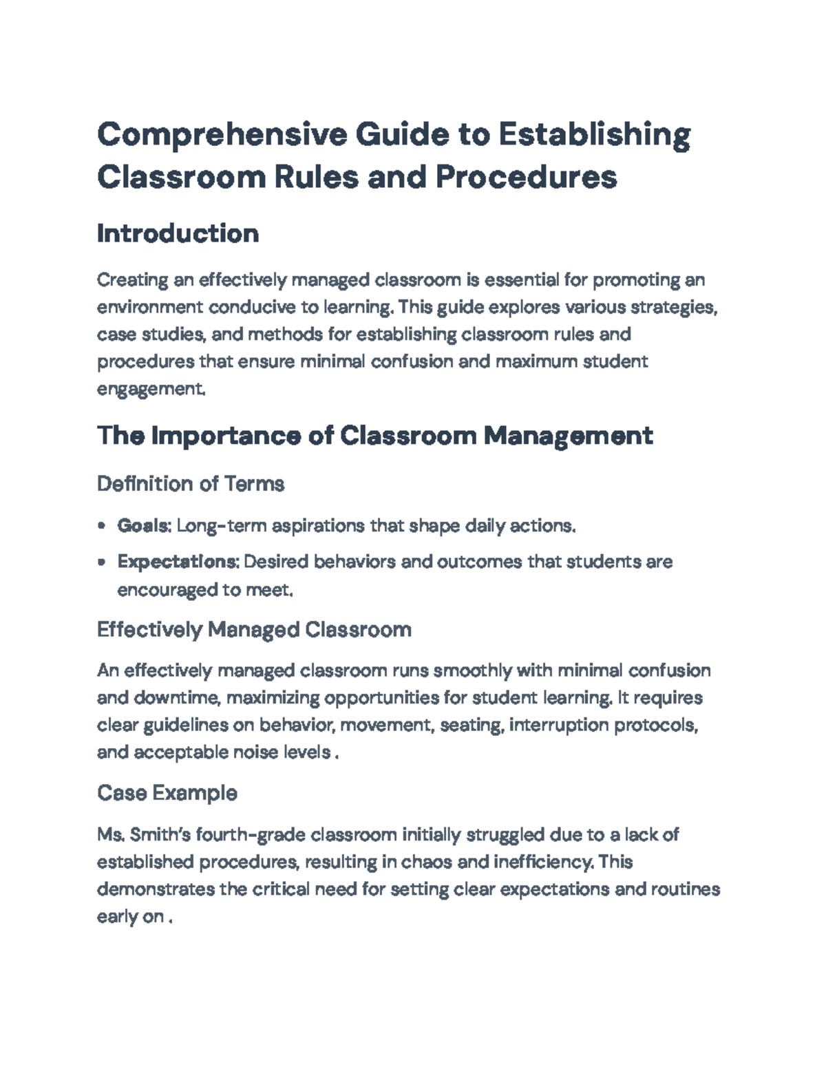 Classroom Management: Effective Rules and Procedures Guide (EDU 101 ...