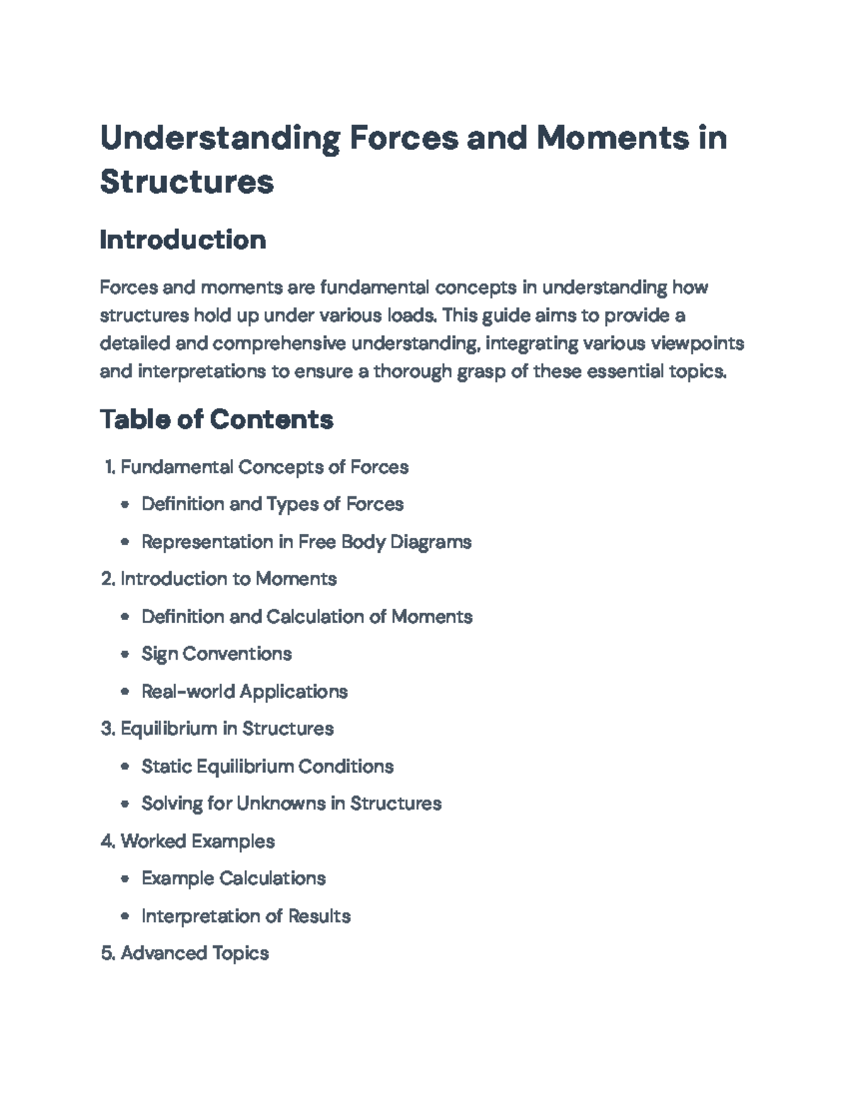 Forces and Moments in Structures: A Comprehensive Study Guide - Studocu