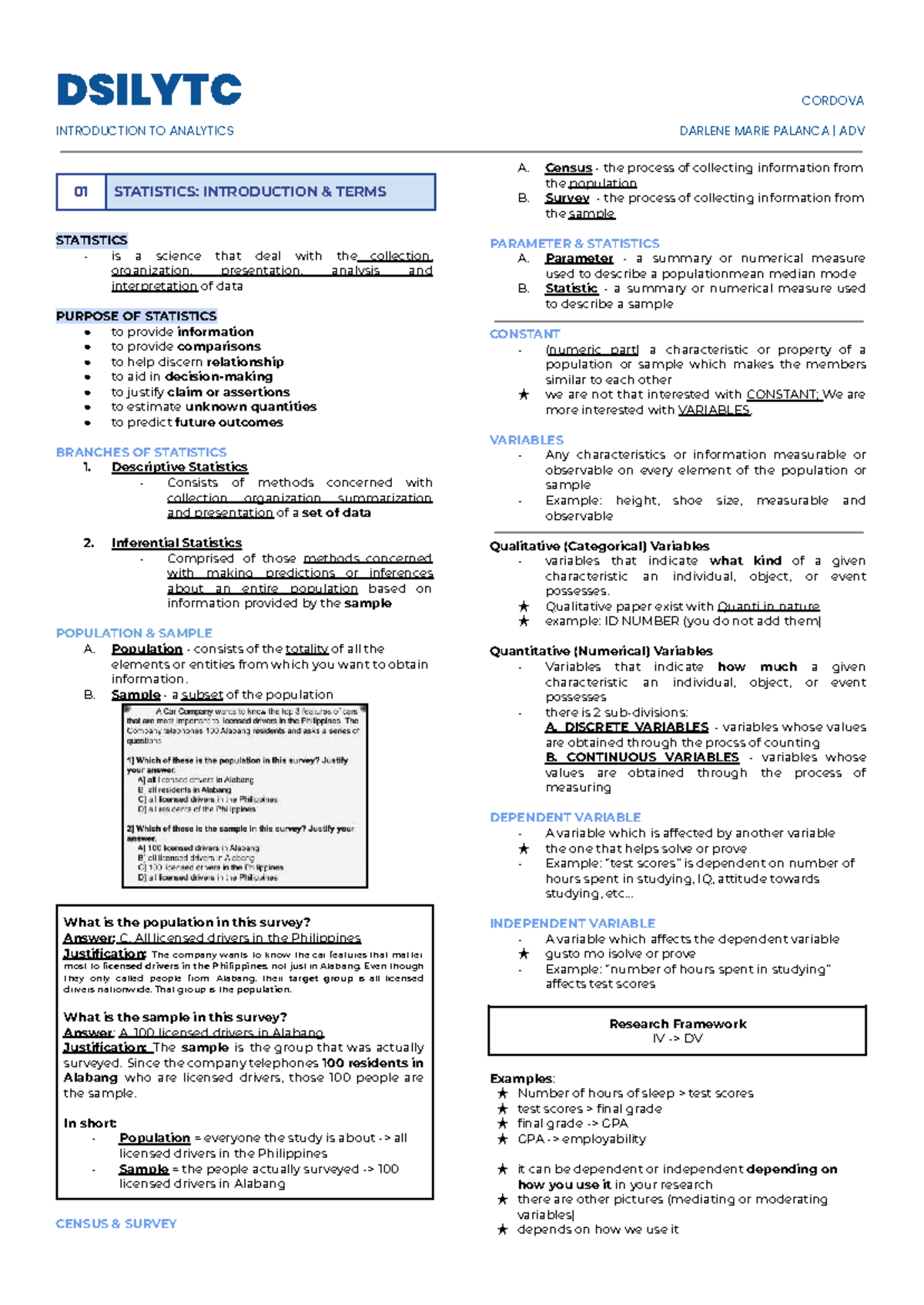 DSILYTC CORDOVA INTRODUCTION TO ANALYTICS ADV 01 STATISTICS: KEY ...