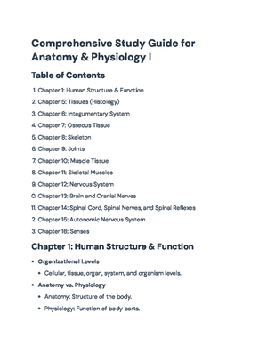 Anatomy & Physiology I Final Exam Study Guide - Schiess - Anatomy ...
