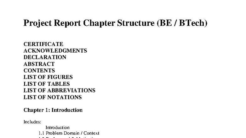 Project Report Structure Guidelines (BE BTech) - Studocu