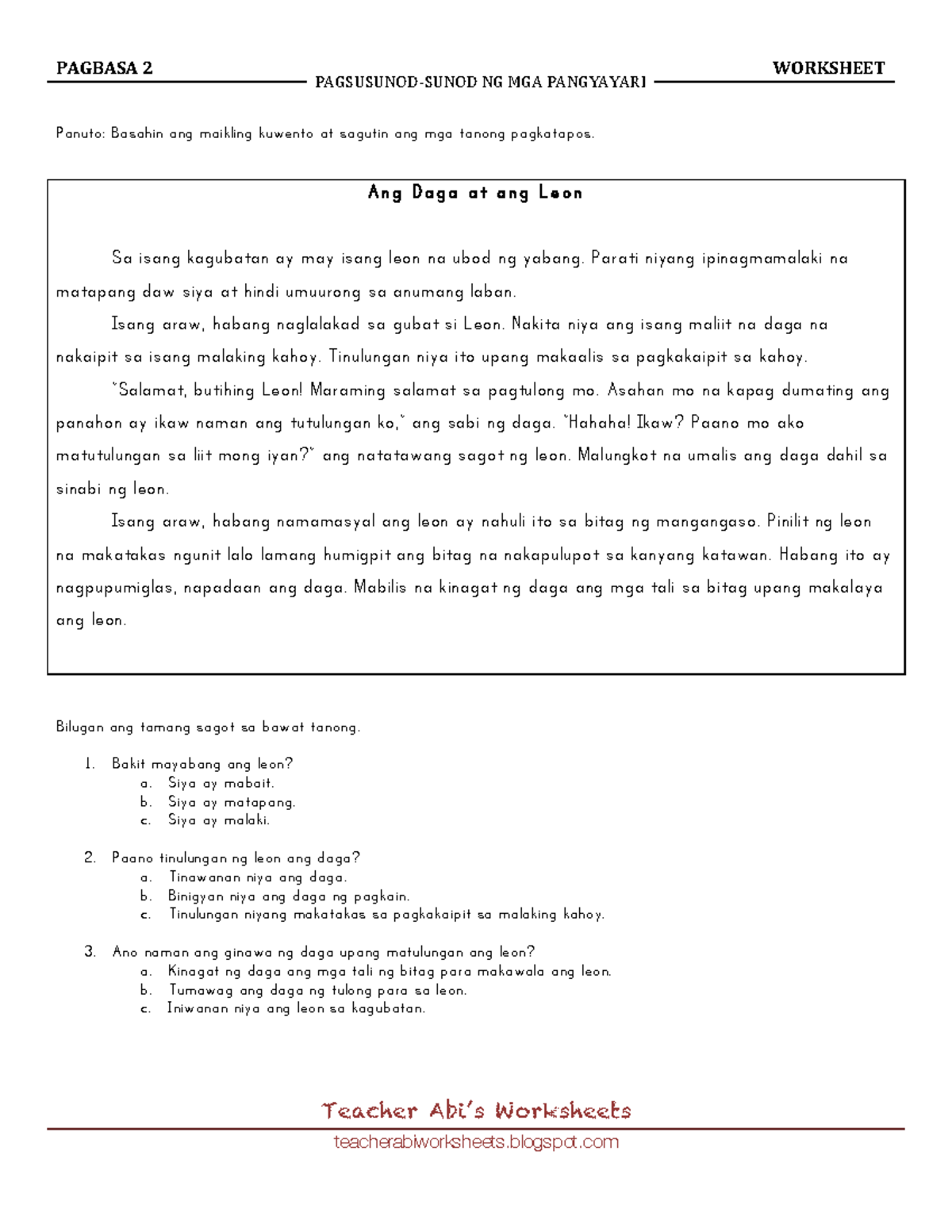 421133769 Pagsunod-sunod ng mga Pangyayari para sa Baitang 2 Worksheets ...