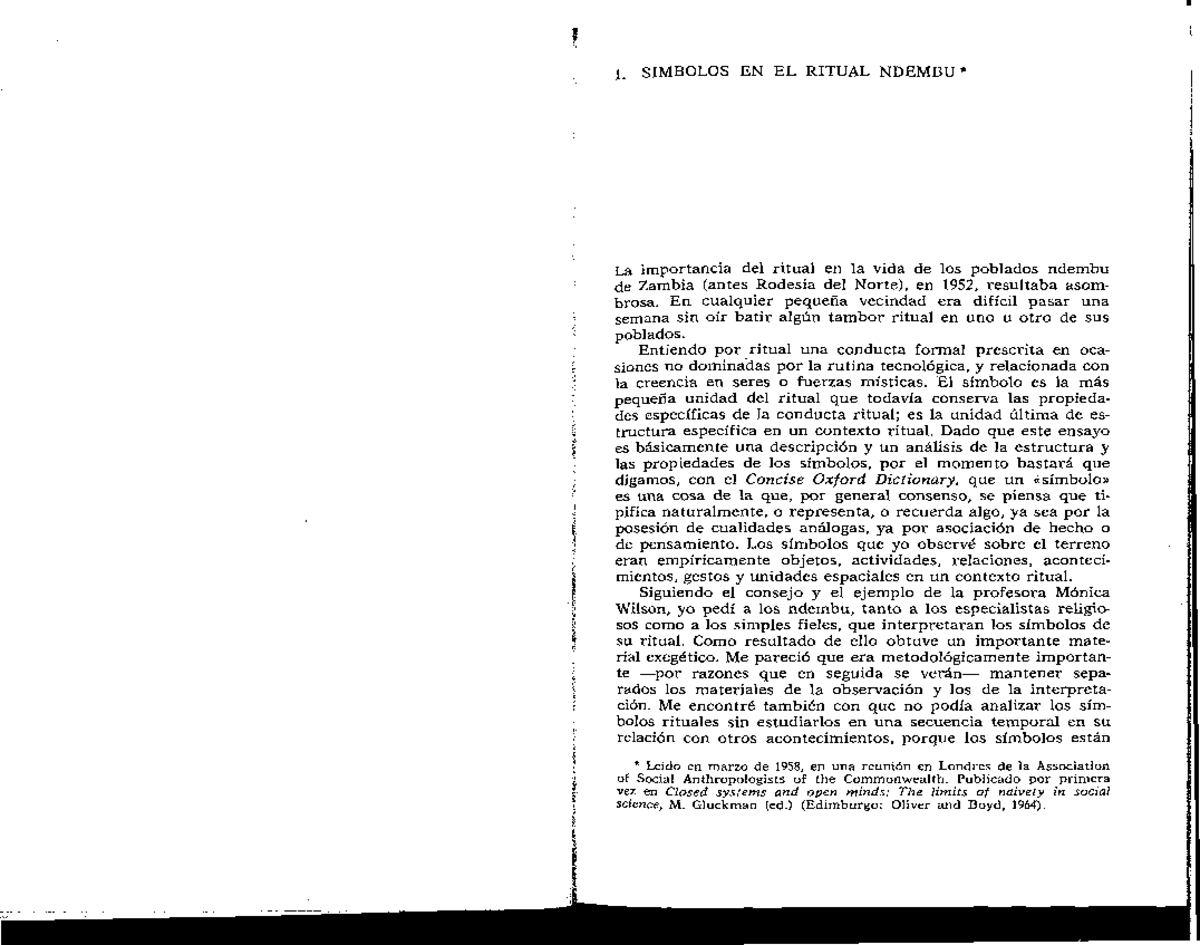 Turner - Análisis de los Símbolos en el Ritual Ndembu (1958) - Studocu