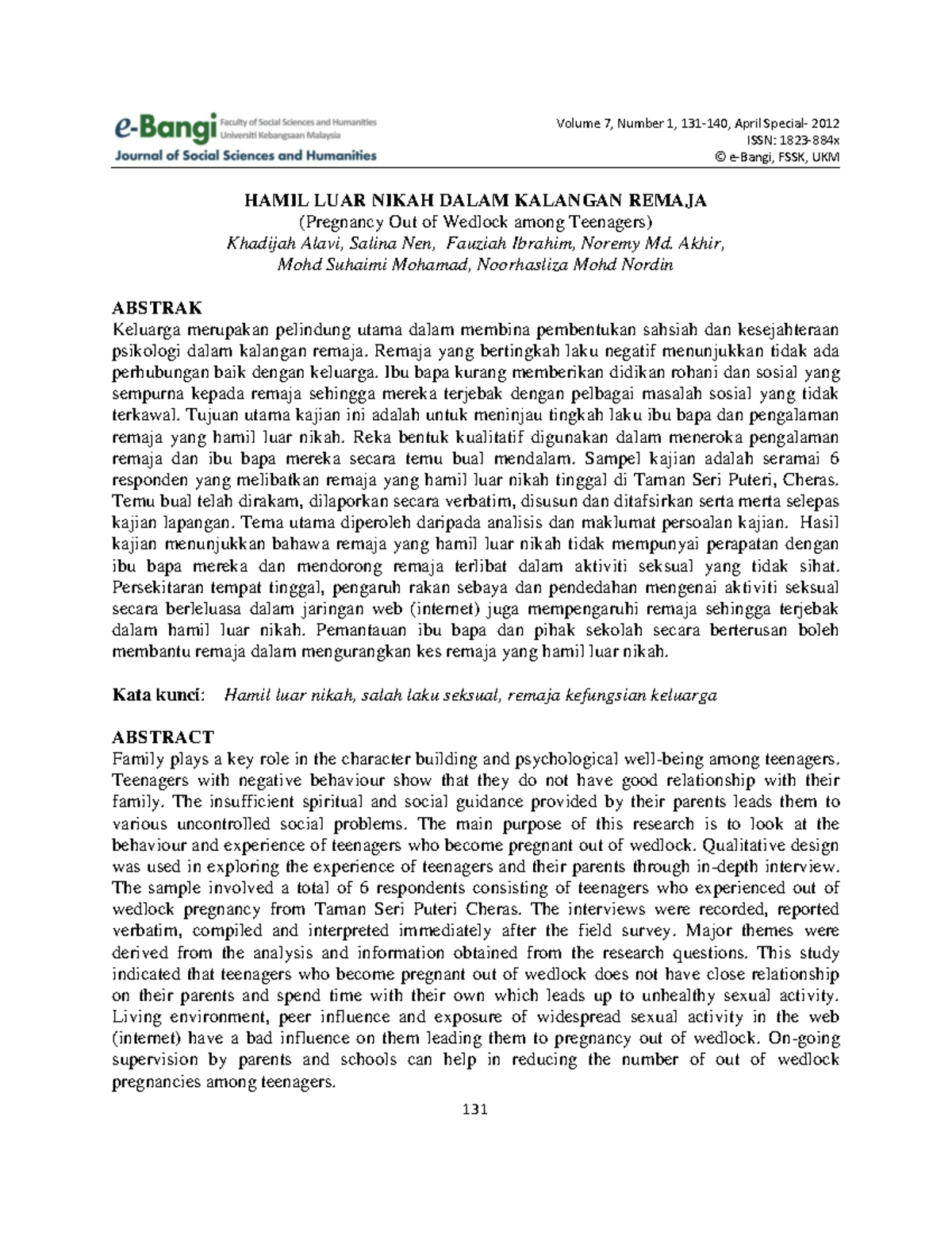 Article 1 - lecture notes - Volume 7, Number 1, 131-140, April Special ...