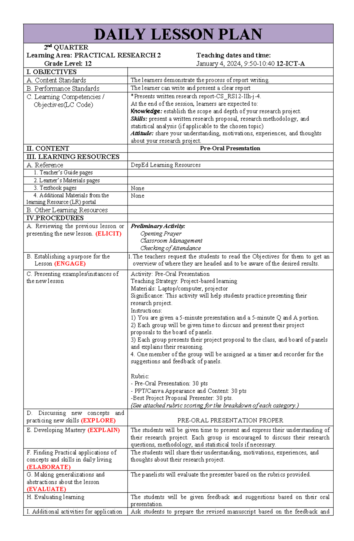 Lesson-Plan-for-Practical-Research-2 Class-Observation-2 - DAILY LESSON ...