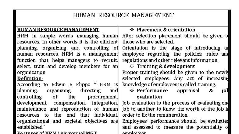 HRM 101: Comprehensive Overview of Human Resource Management - Studocu