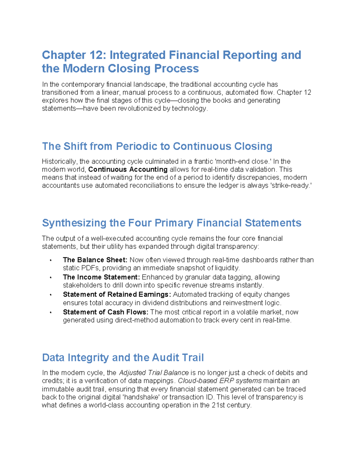 Chapter 12: Integrated Financial Reporting & Modern Closing Process ...