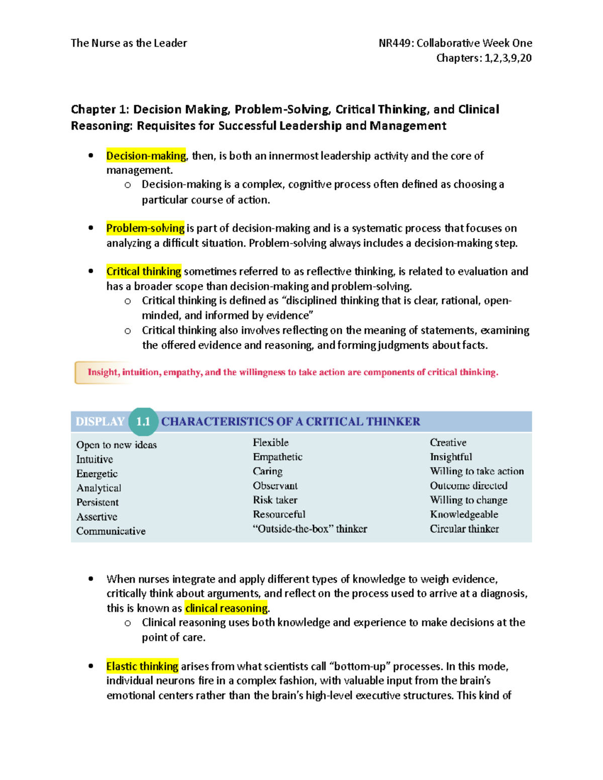 Collaborative Week 1: Leadership, Decision-Making, & Critical Thinking ...