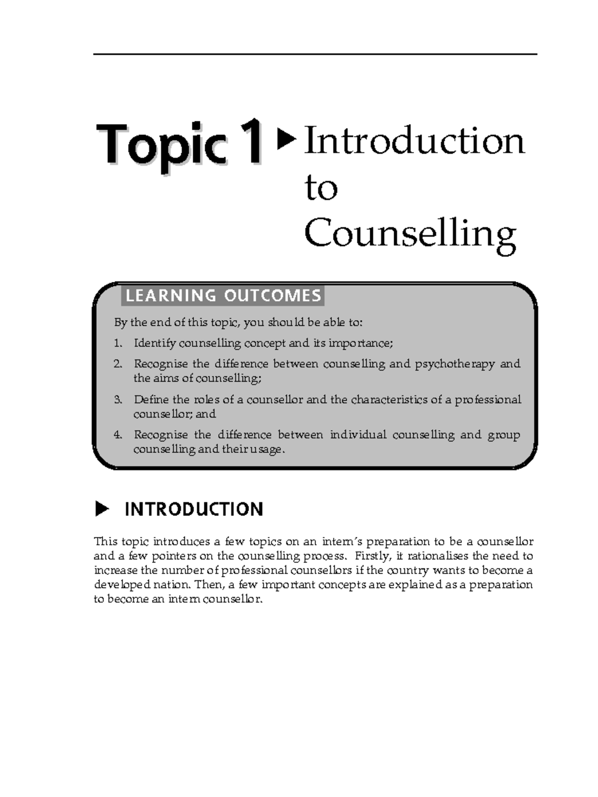 Topic 1: Introduction to Counselling - Key Concepts and Roles - Studocu
