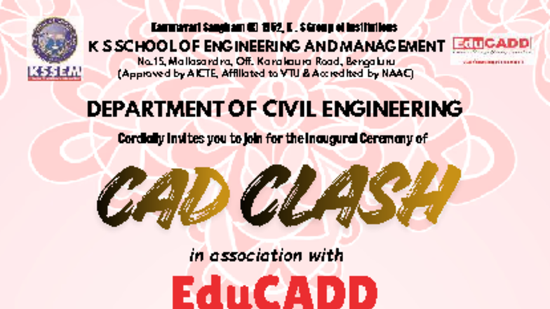 CAD Clash Inaugural Ceremony Invitation - KSSEM Civil Engg. - Studocu